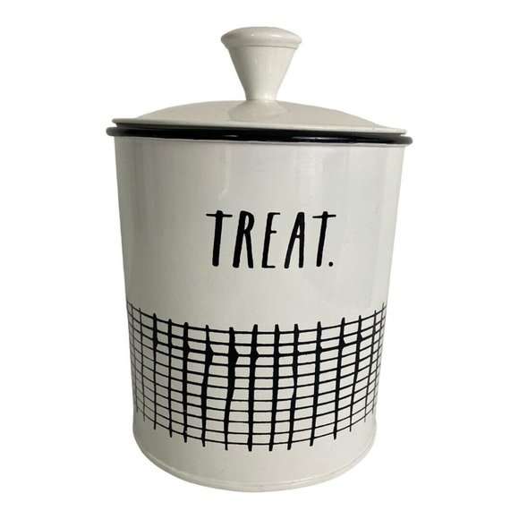 Rae Dunn | Other | Rae Dunn Treat Canister With Lid Black White Metal ...